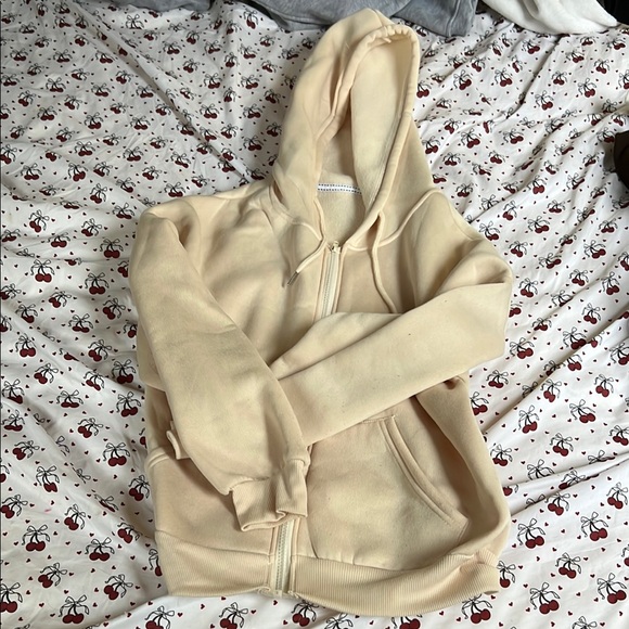 Tops | Cream Zipup Hoodie | Poshmark